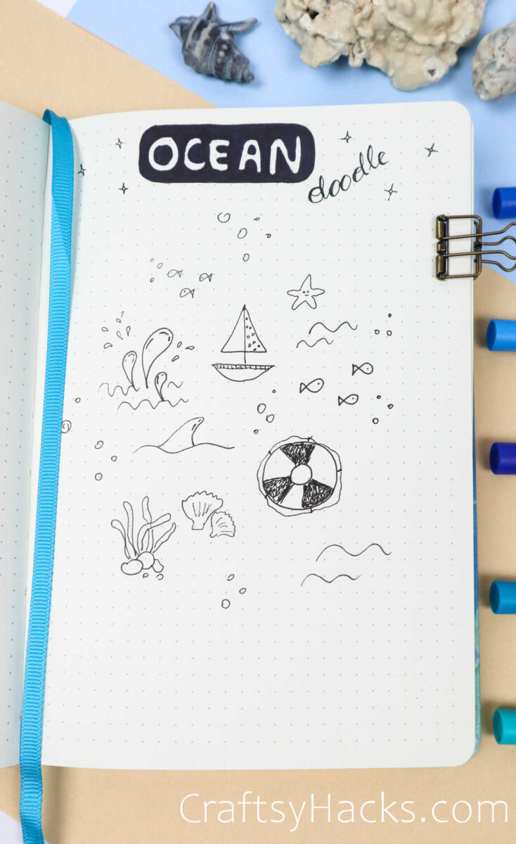 25 Best Ocean Doodles for Bullet Journal - Craftsy Hacks