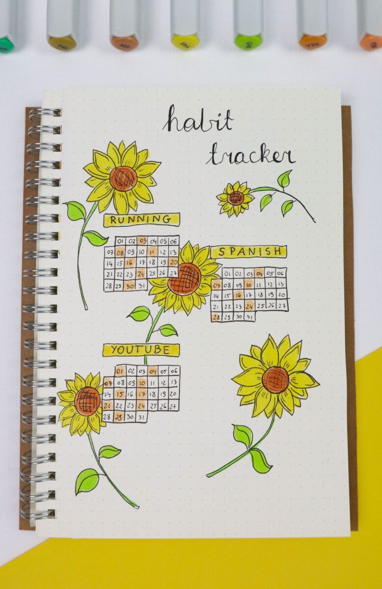 25 Sunflower Bullet Journal Spreads - Craftsy Hacks