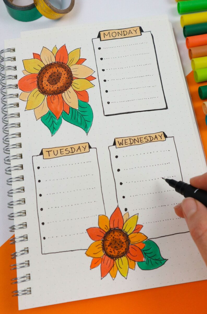 25 Sunflower Bullet Journal Spreads - Craftsy Hacks