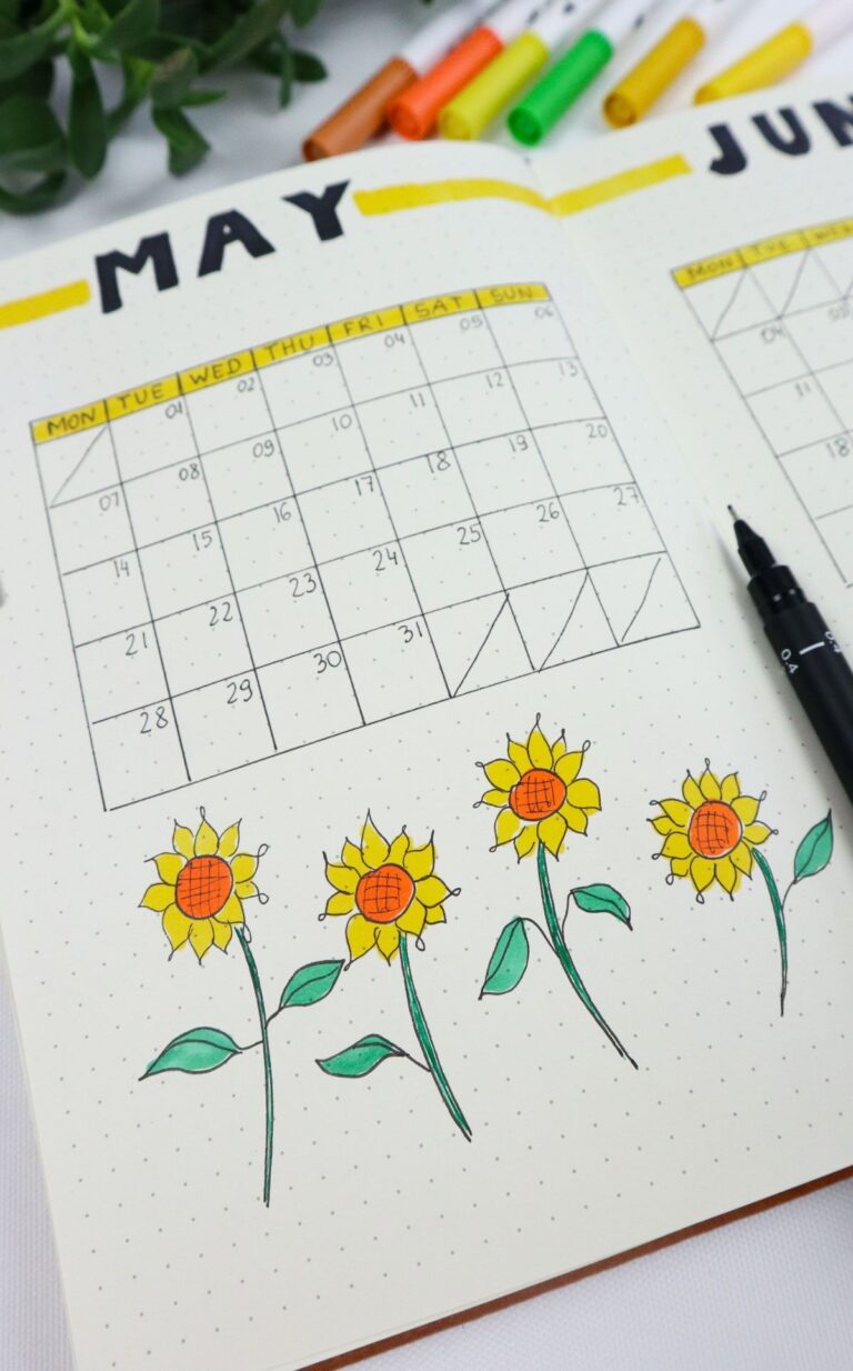 25 Sunflower Bullet Journal Spreads - Craftsy Hacks