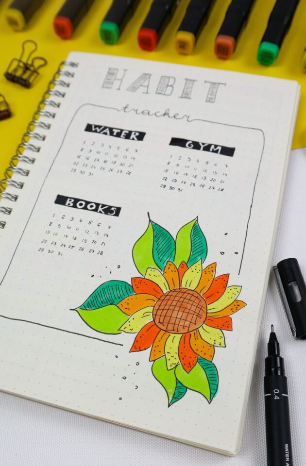 25 Sunflower Bullet Journal Spreads - Craftsy Hacks