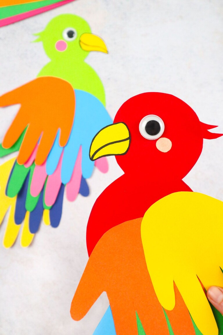 Handprint Parrots - Craftsy Hacks